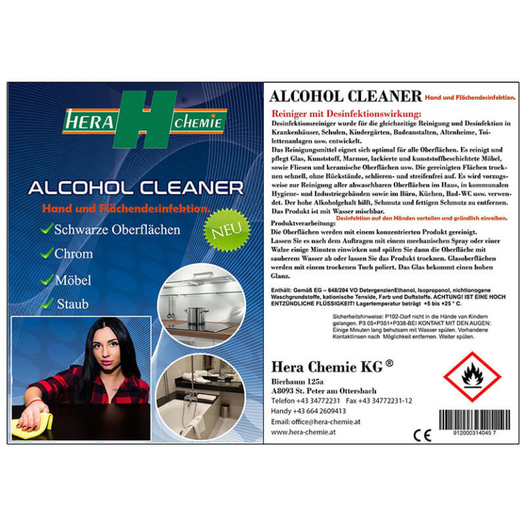 Alcohol Cleaner-Hand und Flächendesinfektion (Ethanol 60-80%) - Hera Chemie